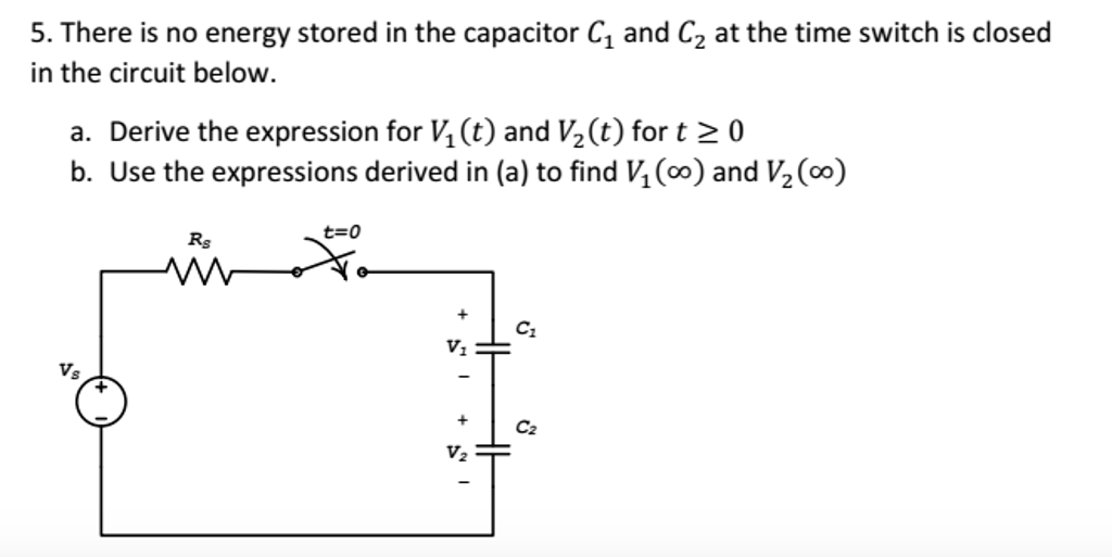 Solved there is no energy stored in the capacitor C1 and C2 | Chegg.com