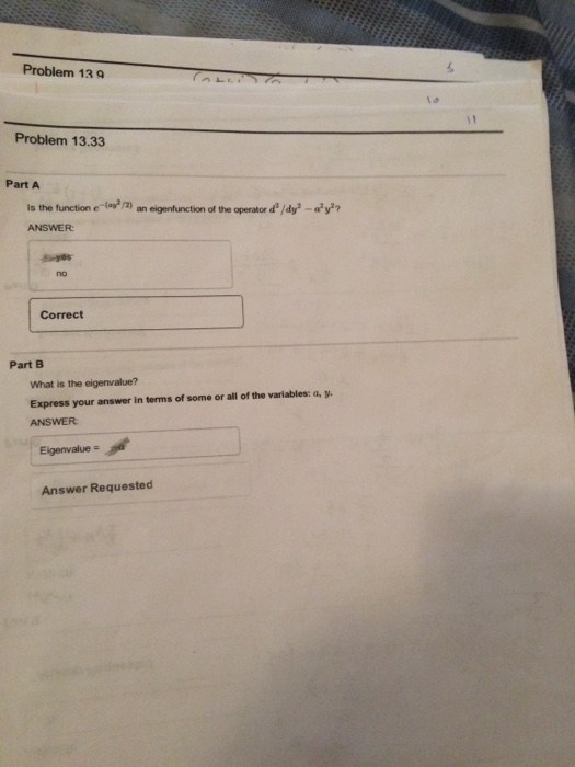 Solved Is the function e^-(ay^2/2) an eigenfunction of the | Chegg.com