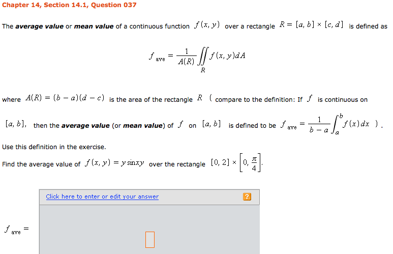 Solved The Average Value Or Mean Value Of A Continuous