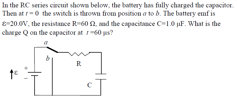 Solved In the RC series circuit shown below, the battery has | Chegg.com