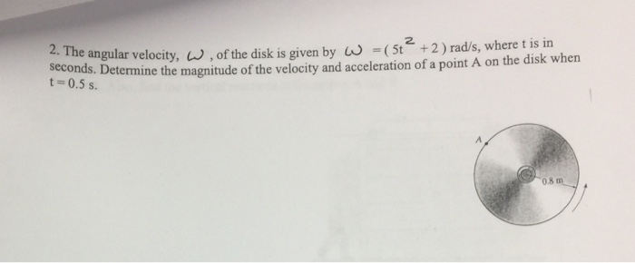Solved The angular velocity, omega, of the disk is given by | Chegg.com