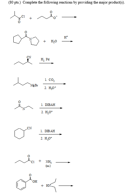 Solved Complete the following reactions by providing the | Chegg.com