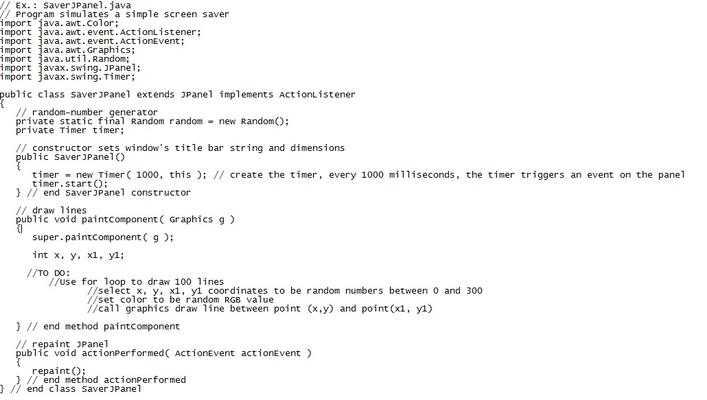 Solved Write an application that simulates a screen saver. | Chegg.com