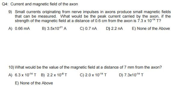 Solved Current and magnetic field of the axon Small | Chegg.com