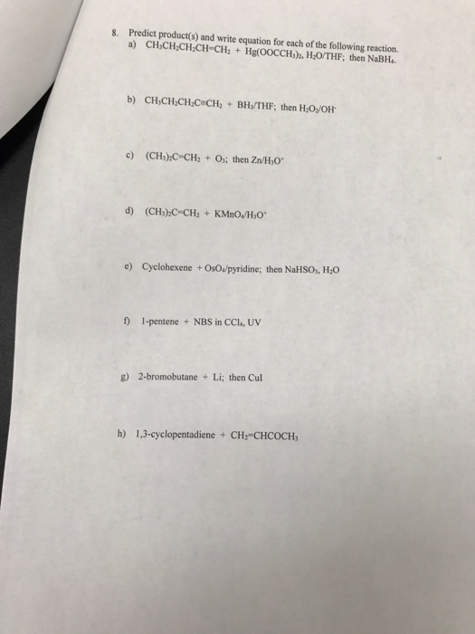 Solved Predict product(s) and write equation for each of the | Chegg.com