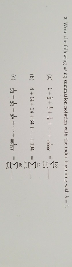 Solved 2 Write the following using summation notation with | Chegg.com