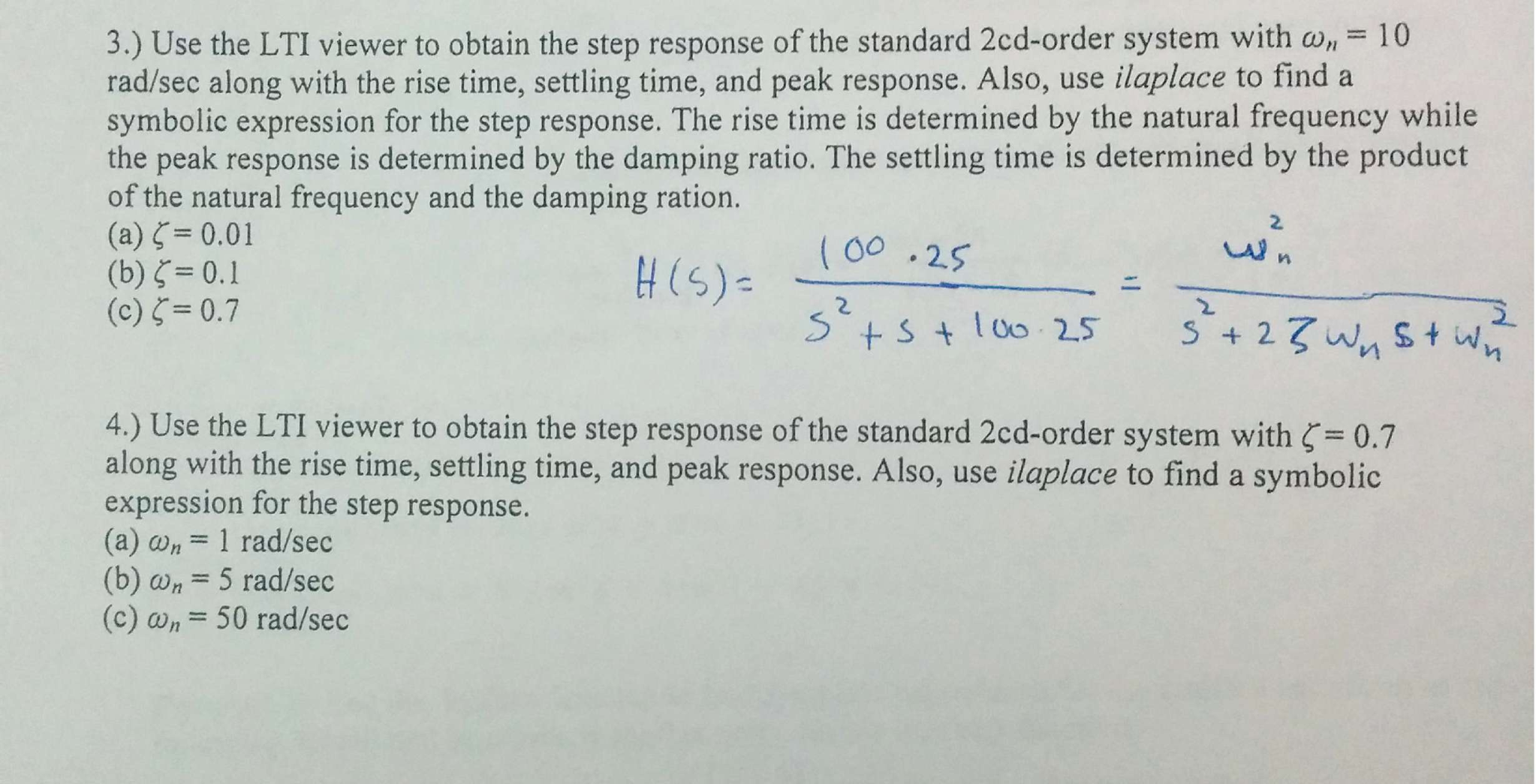 Solved Use The Lti Viewer To Obtain The Step Response Of The