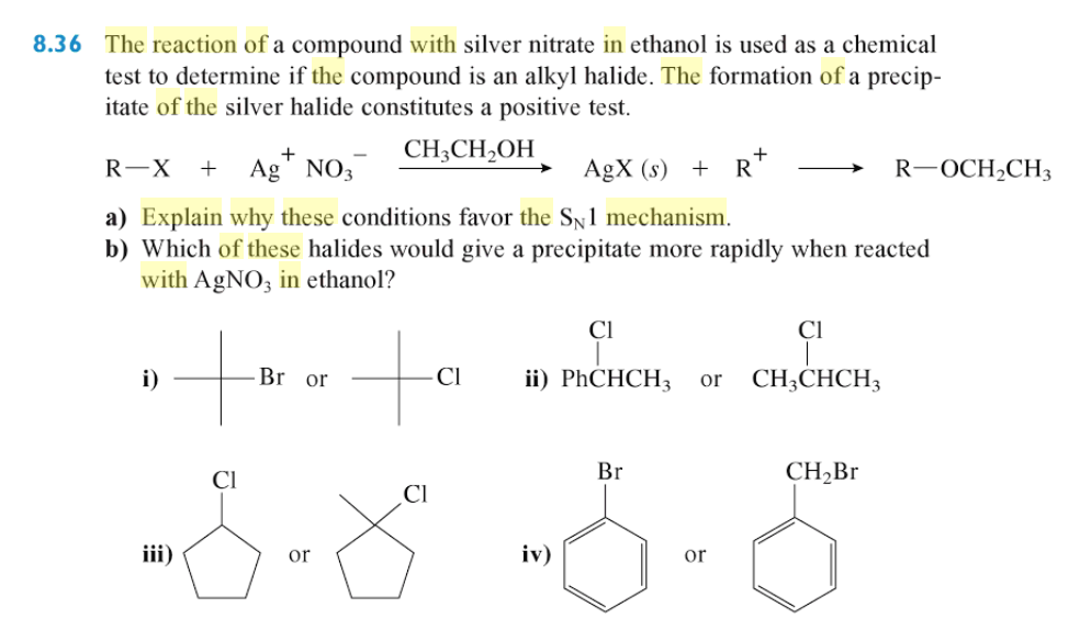 Solved 8.36 The reaction of a compound with silver nitrate | Chegg.com