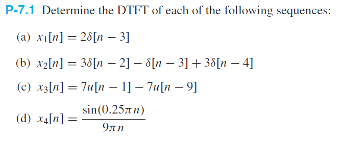 Solved Determine the DTFT of each of the following | Chegg.com