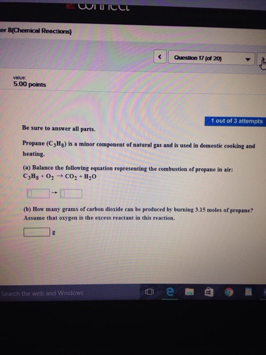 Solved Propane (C_3H_8) is a minor component of natural gas | Chegg.com