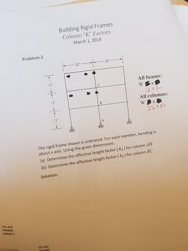 Solved Building Rigid Frames Column "K" Factors March 1, | Chegg.com