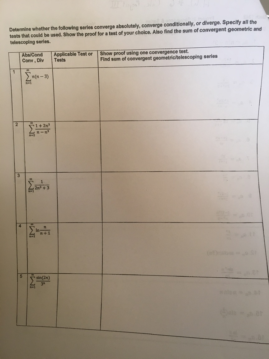 Solved Determine whether the following series converge | Chegg.com
