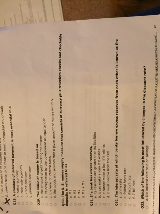 Solved Q28. A standard of deferred payment is most essential | Chegg.com
