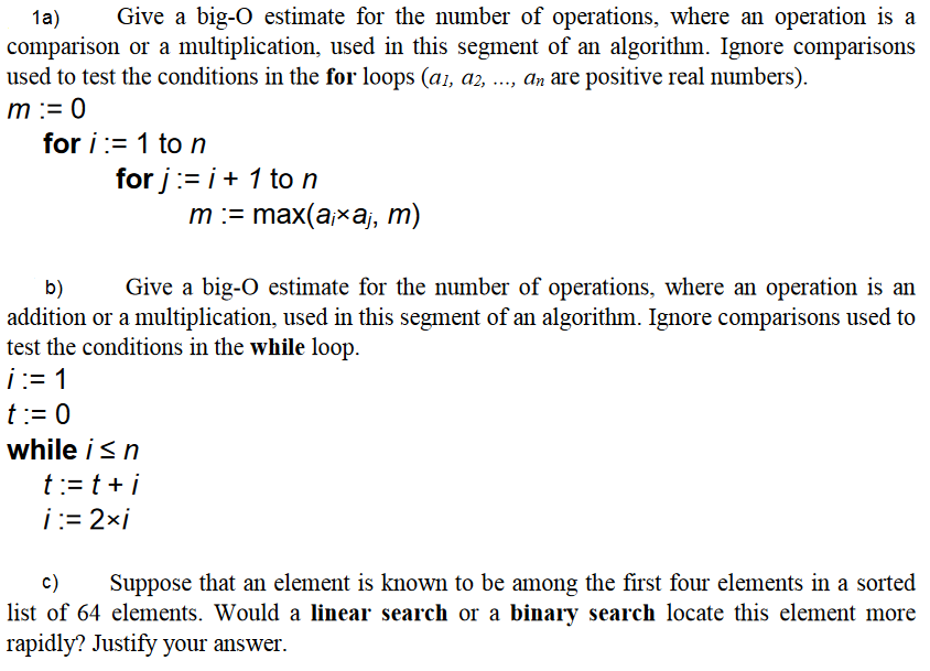 Solved Give a big-O estimate for the number of operations, | Chegg.com