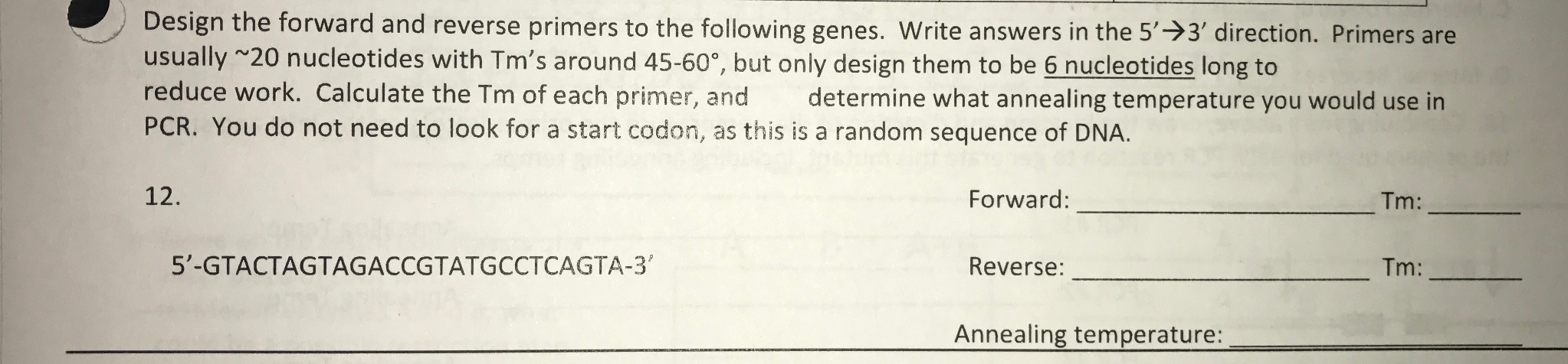 Solved Design the forward and reverse primers to the | Chegg.com