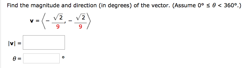Solved Find the magnitude and direction (in degrees) of the | Chegg.com