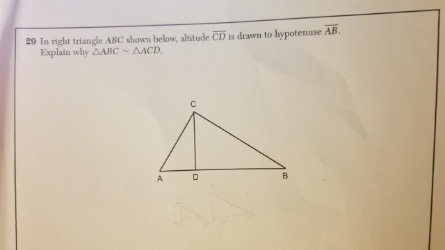 Solved 29 In right triangle ABC shown below, altitude CD is | Chegg.com