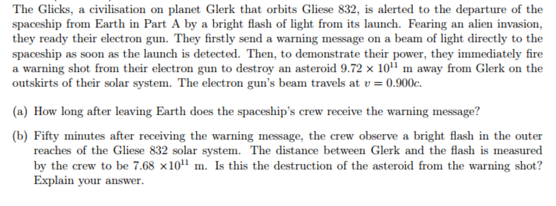 The Glicks, a civilisation on planet Glerk that | Chegg.com