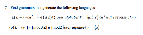 Solved Find grammars that generate the following languages: | Chegg.com