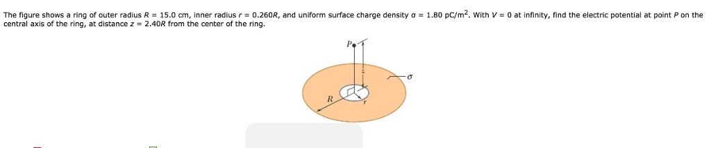 Solved The figure shows a ring of outer radius R = 15.0 cm, | Chegg.com