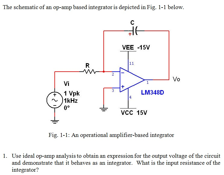 Solved The schematic of an op-amp based integrator is | Chegg.com