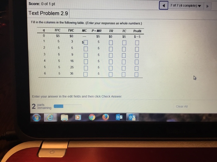 Solved Fill in the columns in the following table (Enter | Chegg.com
