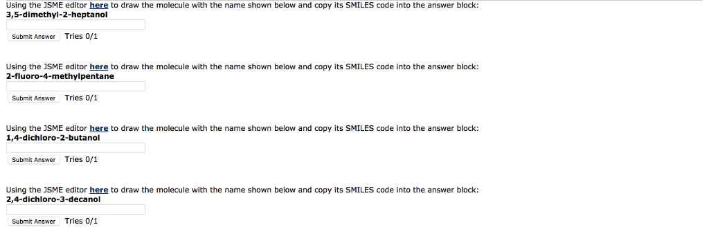 Solved Using the JSME editor here to draw the molecule with | Chegg.com