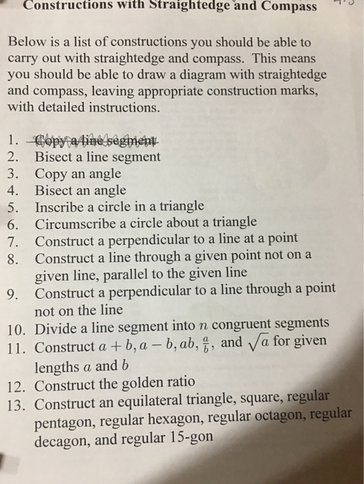 Solved Below is a list of constructions you should be able | Chegg.com