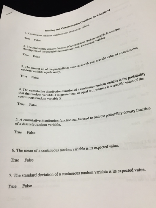 Solved 1.Continuous random variable take on discrete | Chegg.com