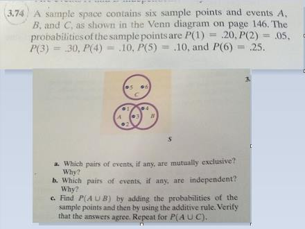 Solved A sample space contains six sample points and events | Chegg.com