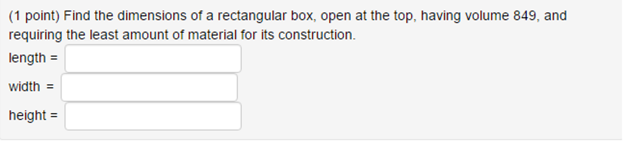 Solved Find the dimensions of a rectangular box, open at the | Chegg.com