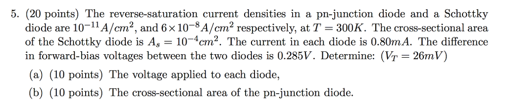 Solved 5. (20 points) The reverse-saturation current | Chegg.com