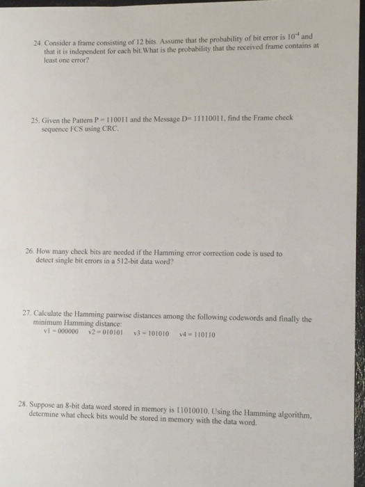 Solved Consider a frame consisting of 12 bits Assume that | Chegg.com