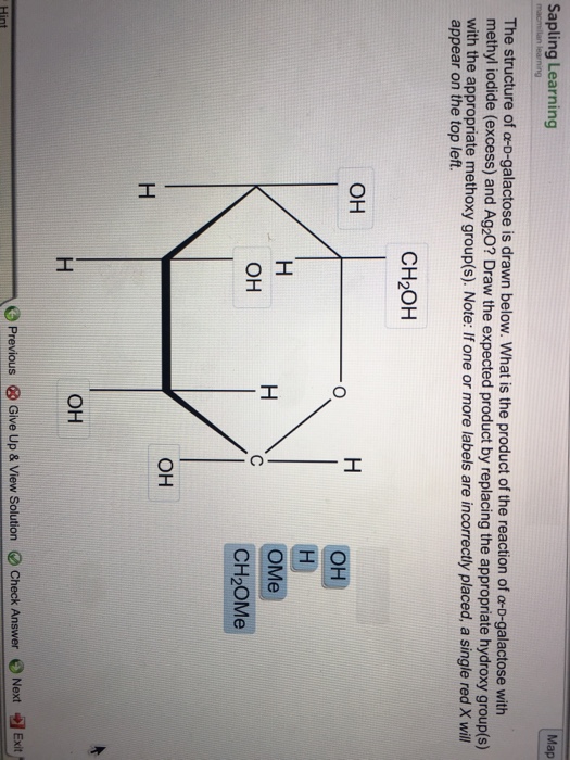 Solved The structure of alpha-D-galactose is drawn below. | Chegg.com