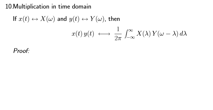 Solved Multiplication in time domain If x(t) | Chegg.com