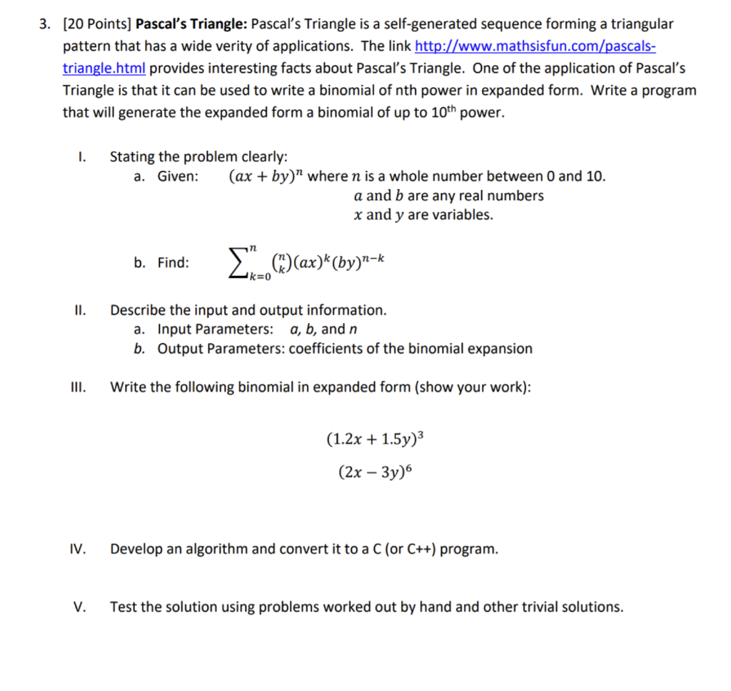  20 Points Pascal s Triangle Pascal s Triangle Is A Chegg