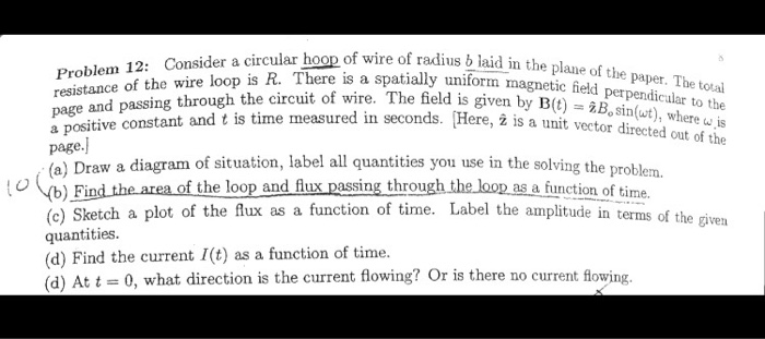 Solved Consider a circular hoop of wire of radius b laid in | Chegg.com