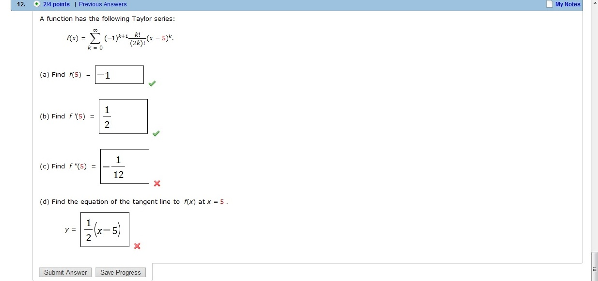 Solved A Function Has A Following Taylor Series Fx 