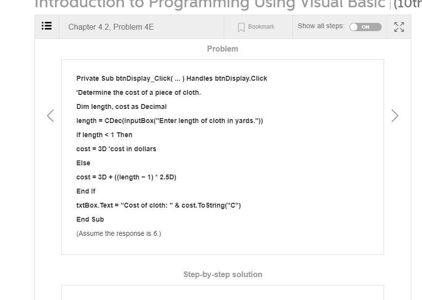 Solved ntroduction to Programming Using visual Basic T(10t | Chegg.com