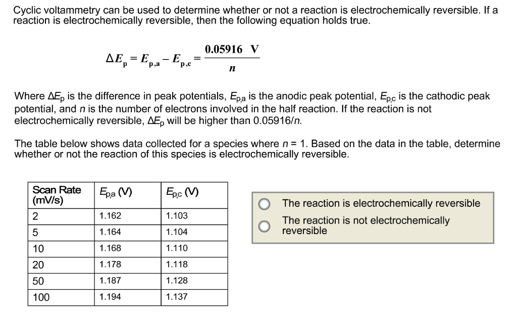 Solved Where ?Ep is the difference in peak potentials, Ep,a | Chegg.com