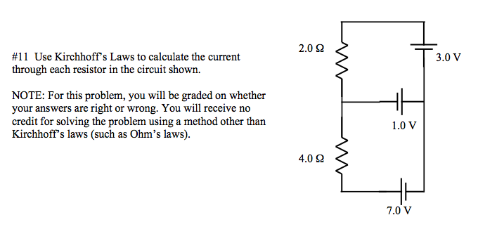 Solved Use Kirchhoff s Laws to calculate the current through | Chegg.com