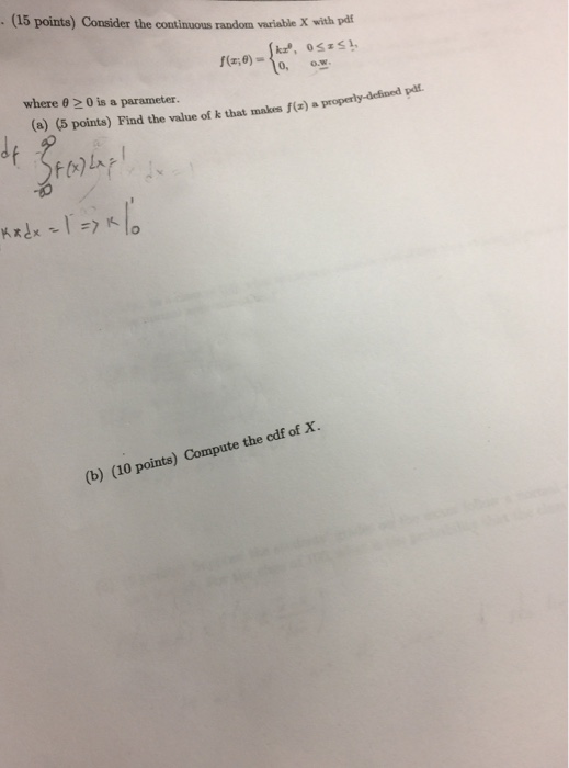 Solved " (15 points) Consider the continuous random variable | Chegg.com