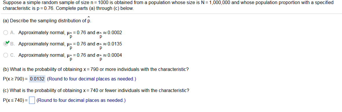 Solved Suppose a simple random sample of size n = 1000 is | Chegg.com