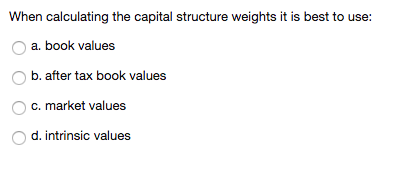 Solved When calculating the capital structure weights it is | Chegg.com