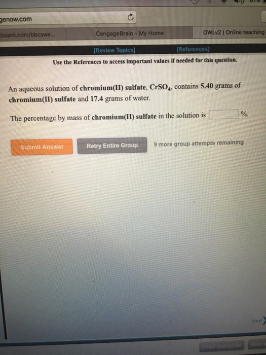 Solved An aqueous solution of chromium(II) sulfate. CrSO_4. | Chegg.com