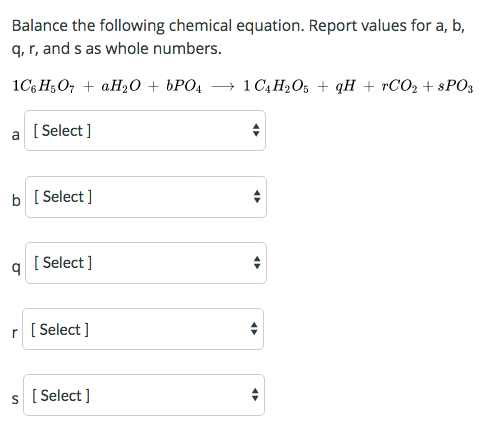 Solved Balance the following chemical equation. Report | Chegg.com