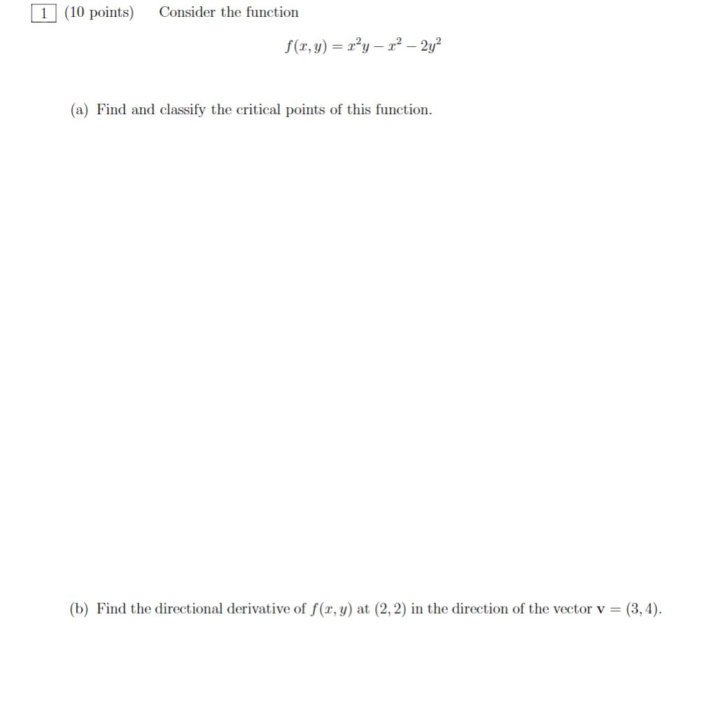 Solved 1 (10 points) Consider the function (a) Find and | Chegg.com