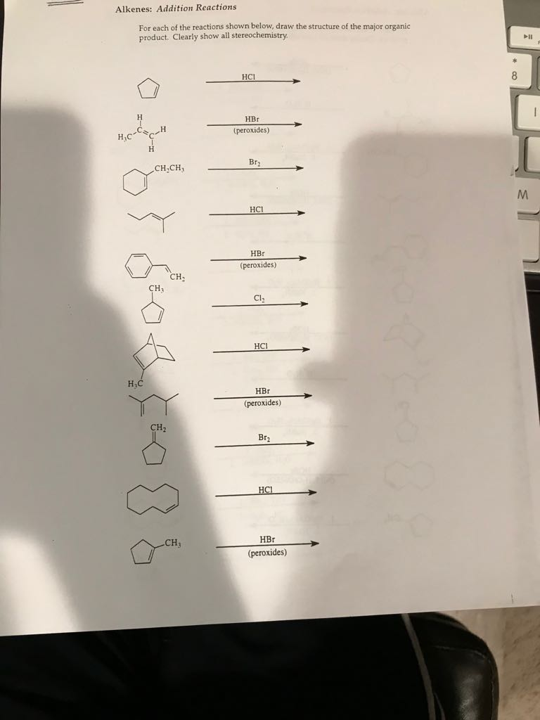 Solved Alkenes: Addition Reactions For each of the reactions | Chegg.com