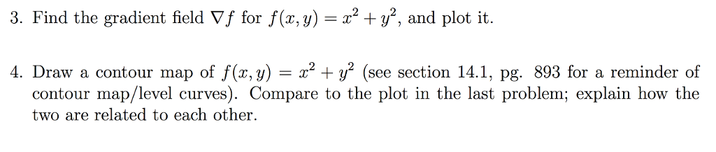 Solved Find the gradient field nabla f for f(x, y) = x^2 + | Chegg.com