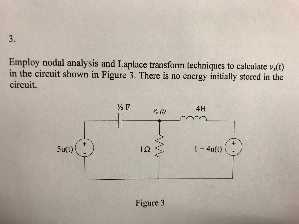Solved 3. Employ nodal analysis and Laplace transform | Chegg.com